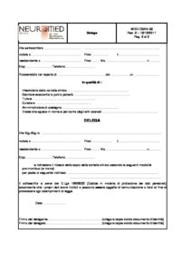 Delega per ritiro cartella clinica - Neurological Centre of Latium
